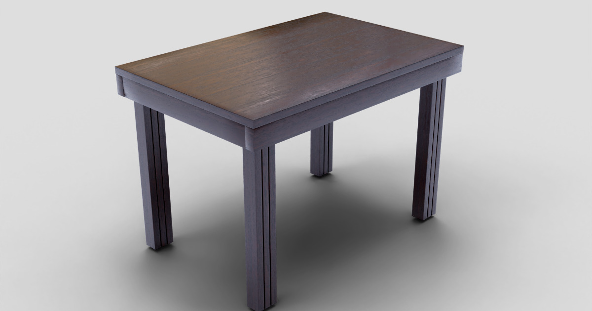 Dark Wooden Dining Table 3D Model | 3D Furniture | Unity Asset Store