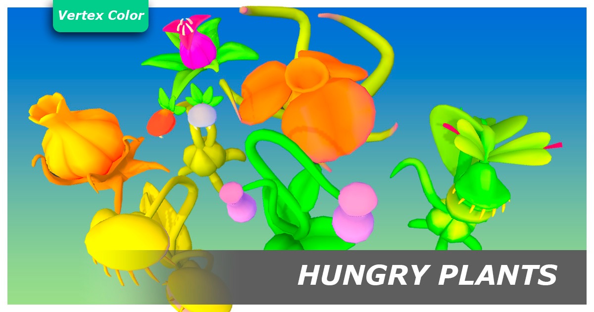 Hungry Plants – Creatures, Traps & Props, Casual Vertex Color | 3D Creatures | Unity Asset Store