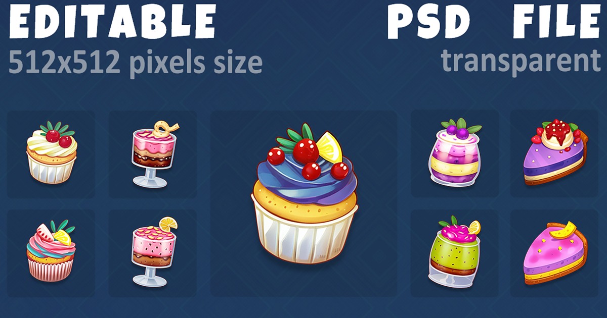 Cakes Icon Pack | 2D Food | Unity Asset Store