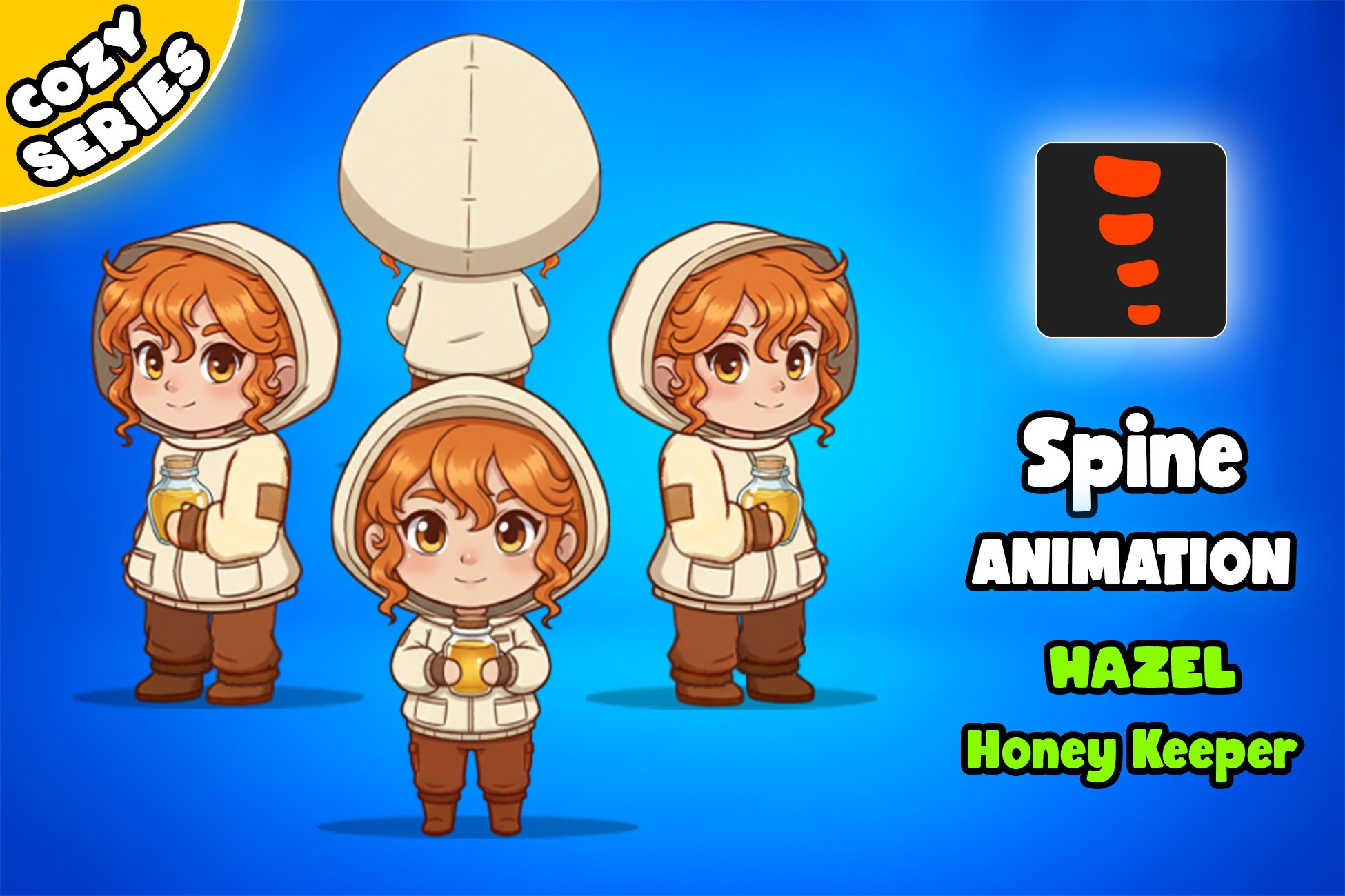 Hazel Honey Keeper 2D Animated Spine Character (Cozy Series) | 2D ...