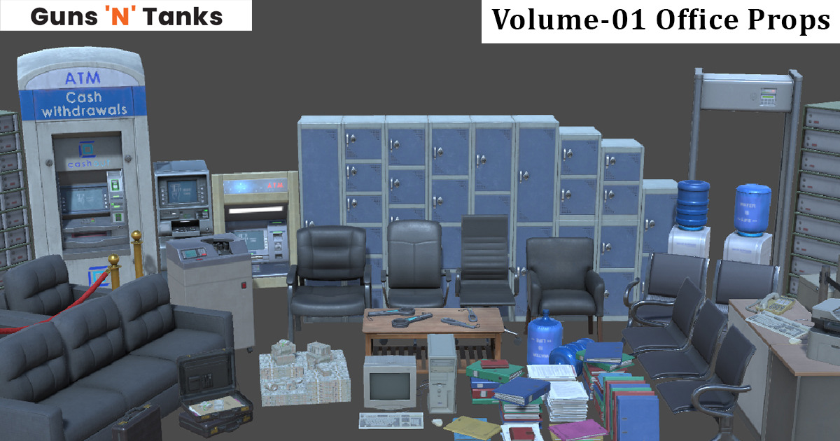 Volume-01 Bank Props | 3D Furniture | Unity Asset Store