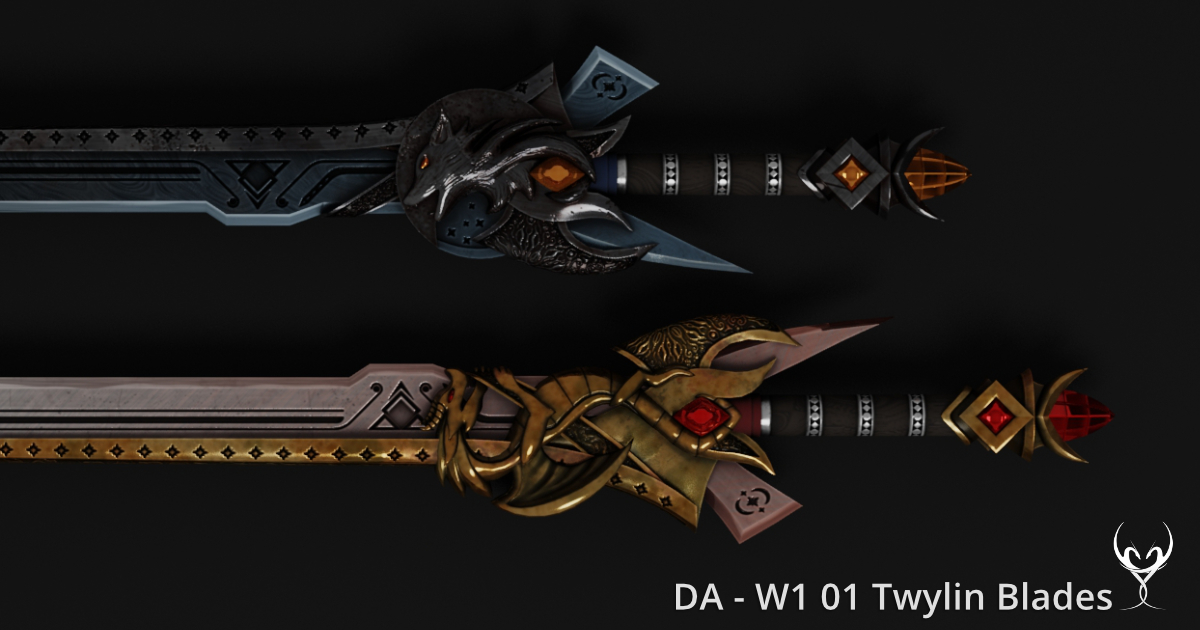 DA W1 01 Twylin Blade - dual wield sword with buckler | 3D 武器 | Unity Asset Store