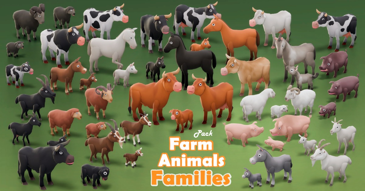 Farm Animals Families | 3D Animals | Unity Asset Store