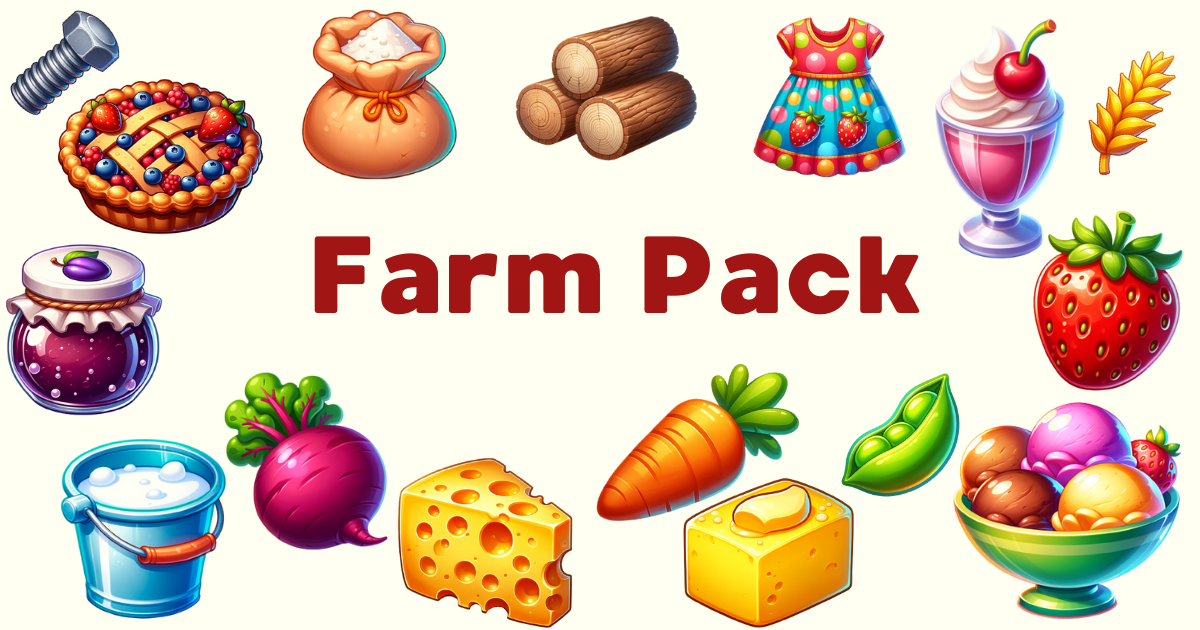 Farming Game Essentials - 109 2D Icons of Fruits, Vegetables, Food, and ...