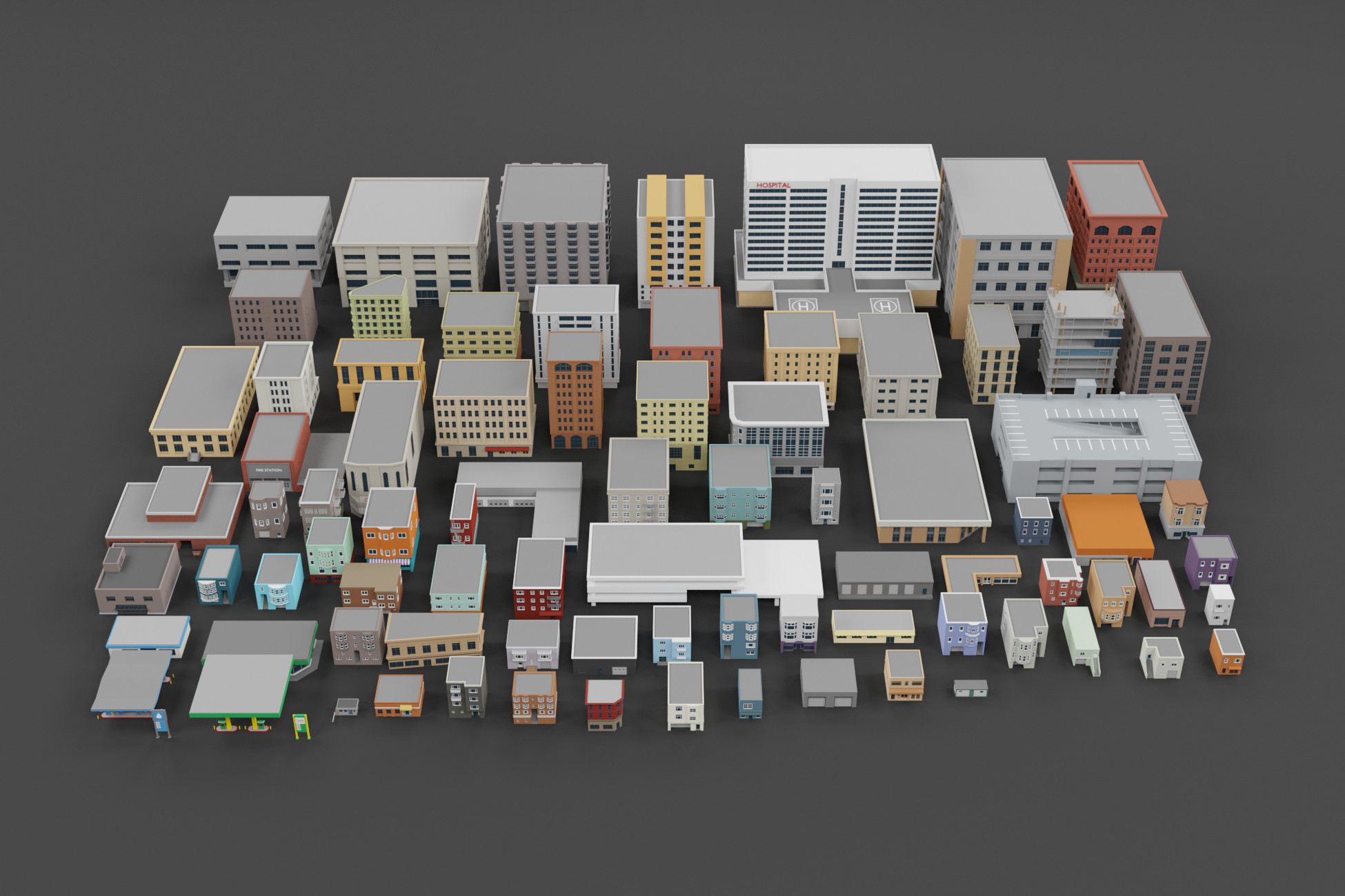 Low Poly 80 Buildings Pack | 3D Props | Unity Asset Store