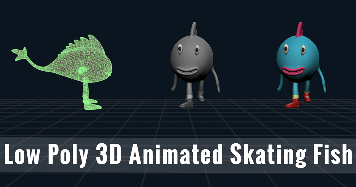 Low Poly 3D Animated Skating Fish | 3D Characters | Unity Asset Store