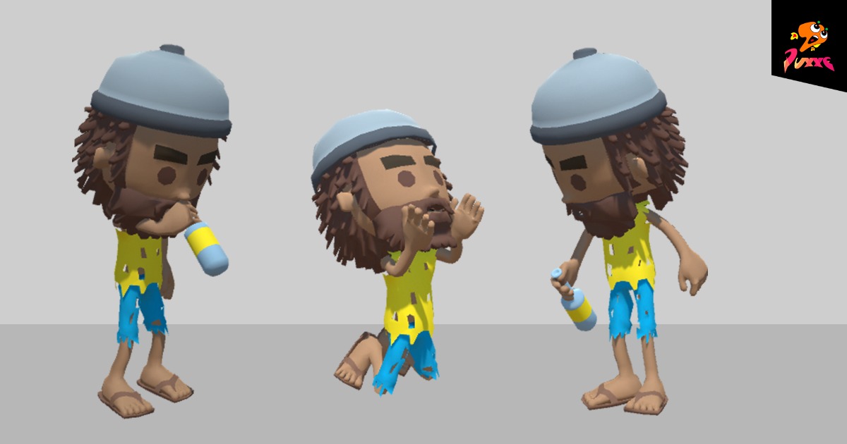 3D Character #041 - Homeless Male - Animated - Low Poly - FBX | 3D ...