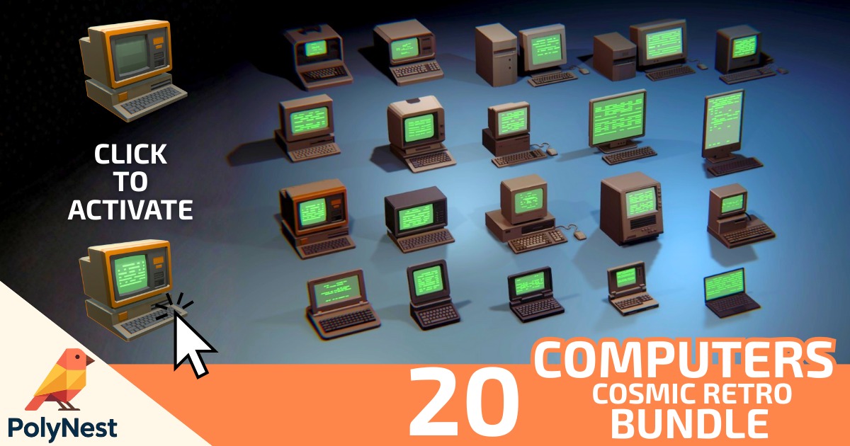 Low Poly Sci-Fi Computer Pack Vol. 2 - 20 Retro Consoles | 3D 전자제품 ...