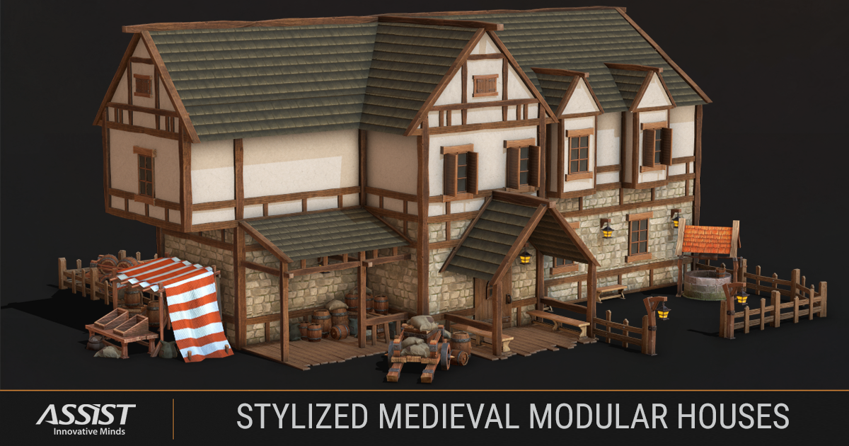 Stylized Medieval Modular Houses Set I | 3D Environments | Unity Asset ...