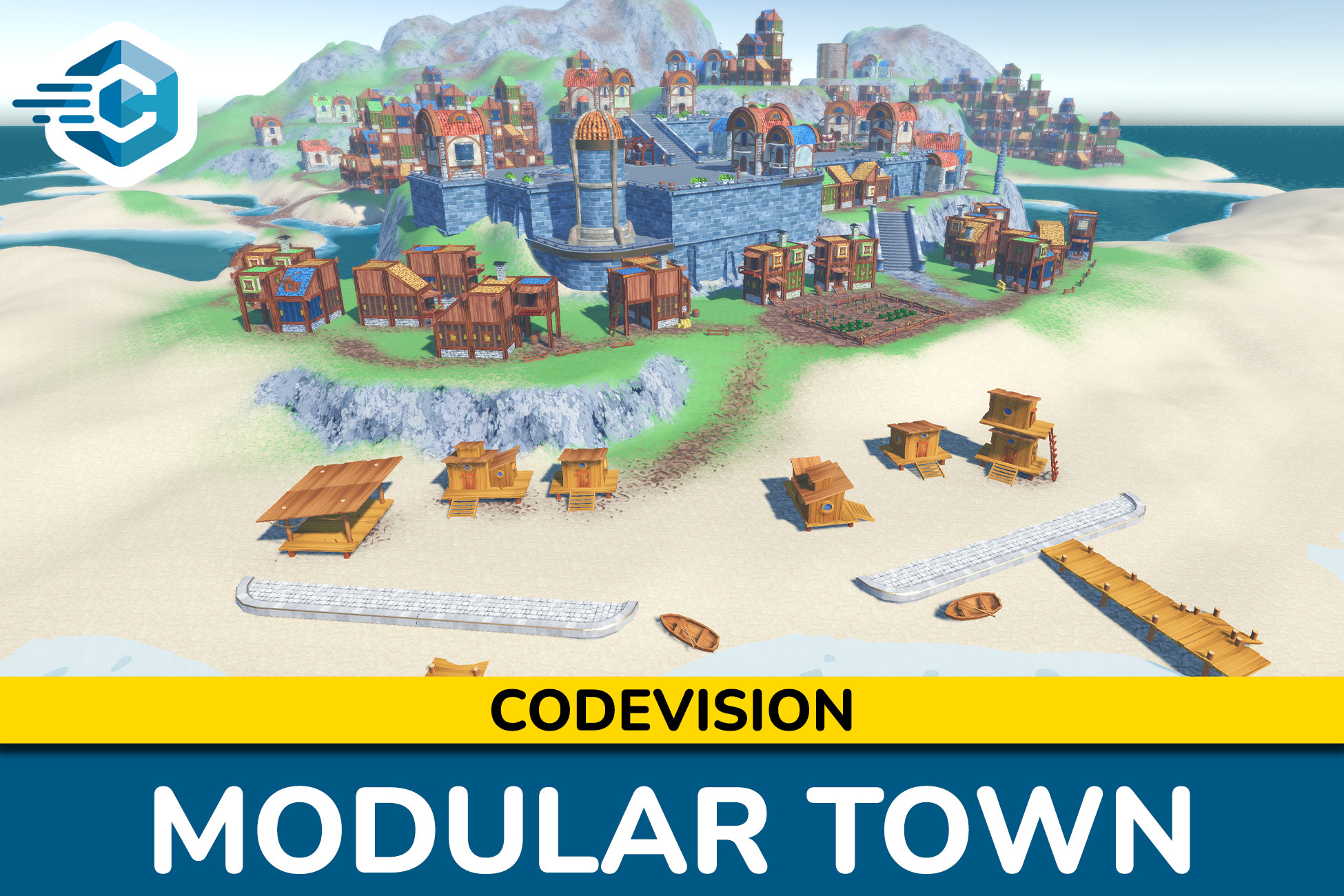 Modular Stylized Fantasy Town Pack: Buildings, Roads, Beach & More | 3D ...