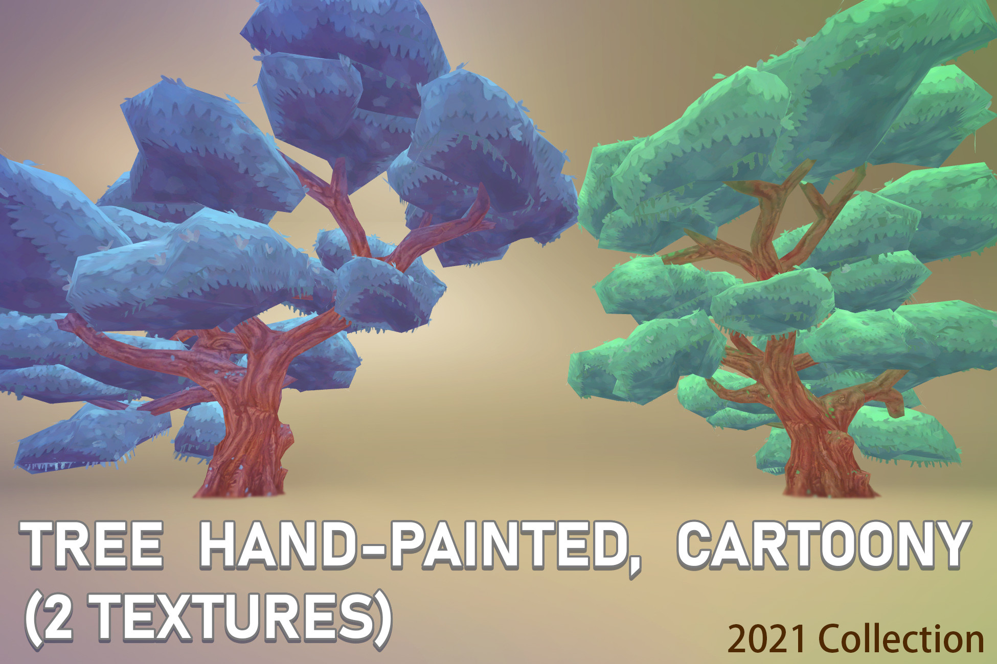 Tree, Hand-painted, Cartoon (2021 Collection) | 3D Trees | Unity Asset ...
