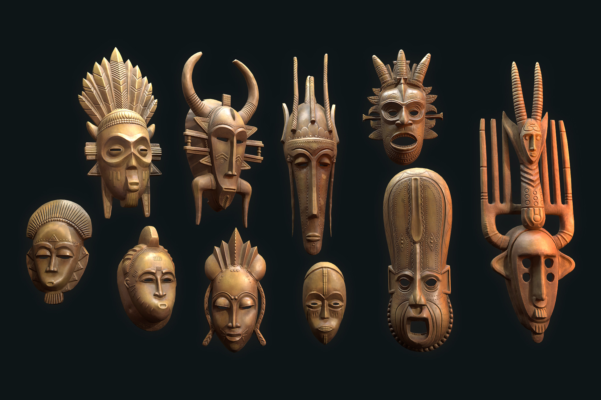 African Tribal Masks | 3D Props | Unity Asset Store