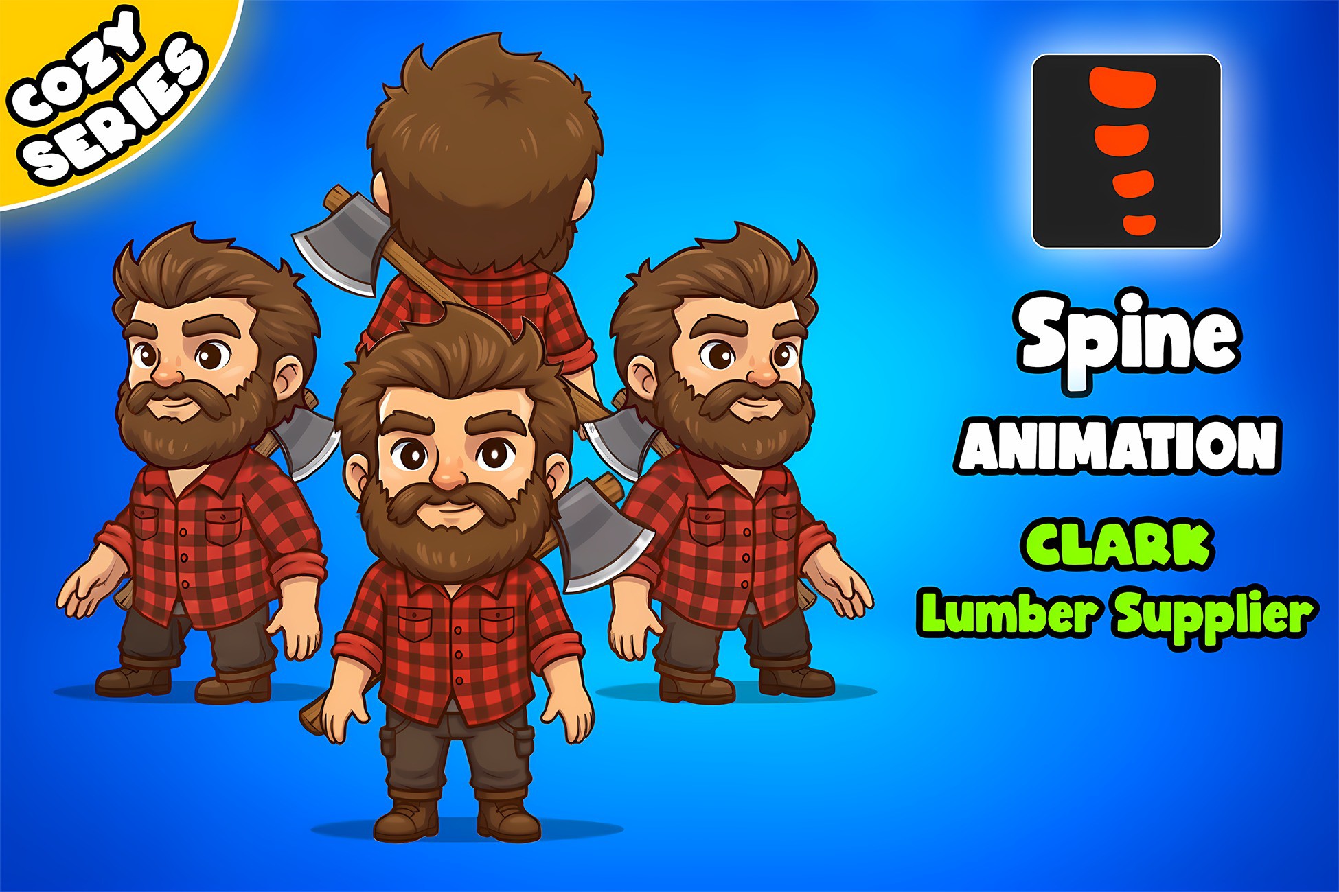 Clark Lumber Supplier 2D Animated Spine Character (Cozy Series) | 2D ...