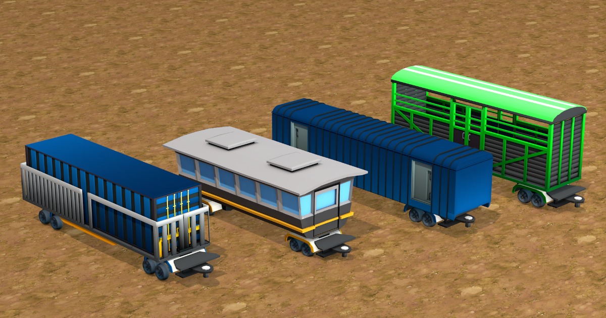 3D Pack of 6 Toon-Trains and Carriers 2021 | 3D Land | Unity Asset Store