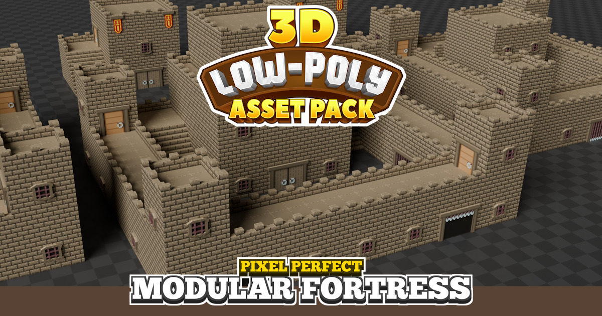 Low Poly Modular Pixel Fortress | 3D Environments | Unity Asset Store
