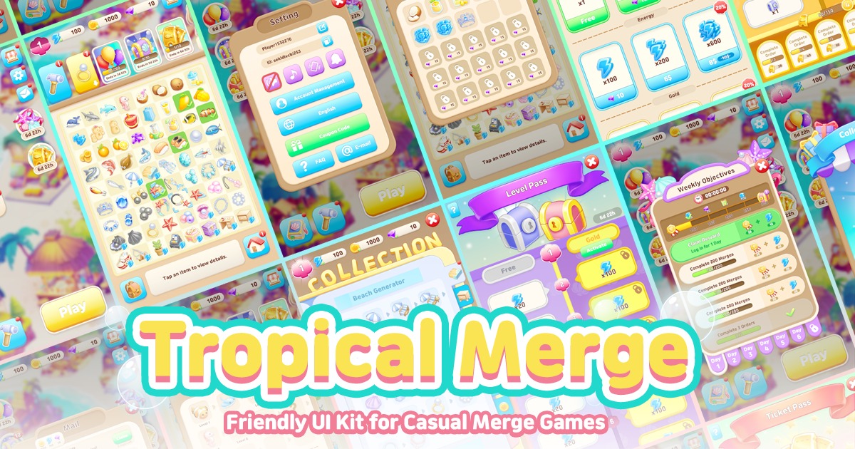 Tropical Merge UI | 2D GUI | Unity Asset Store