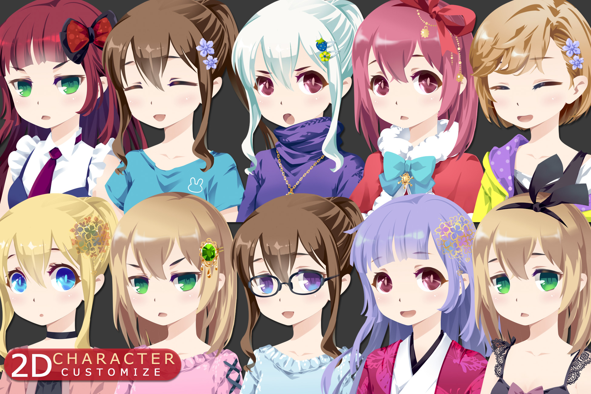 Customize Girl_ Type 3_N1 | 2D Characters | Unity Asset Store