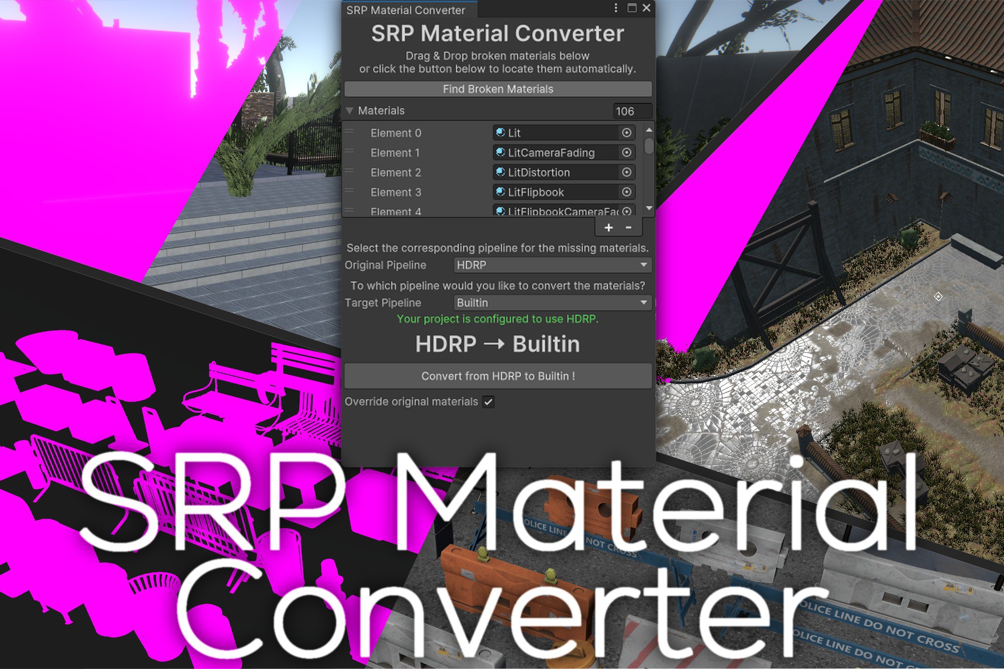 Srp Material Converter Hdrp To Urp Hdrp To Built In And More Utilities Tools Unity Asset