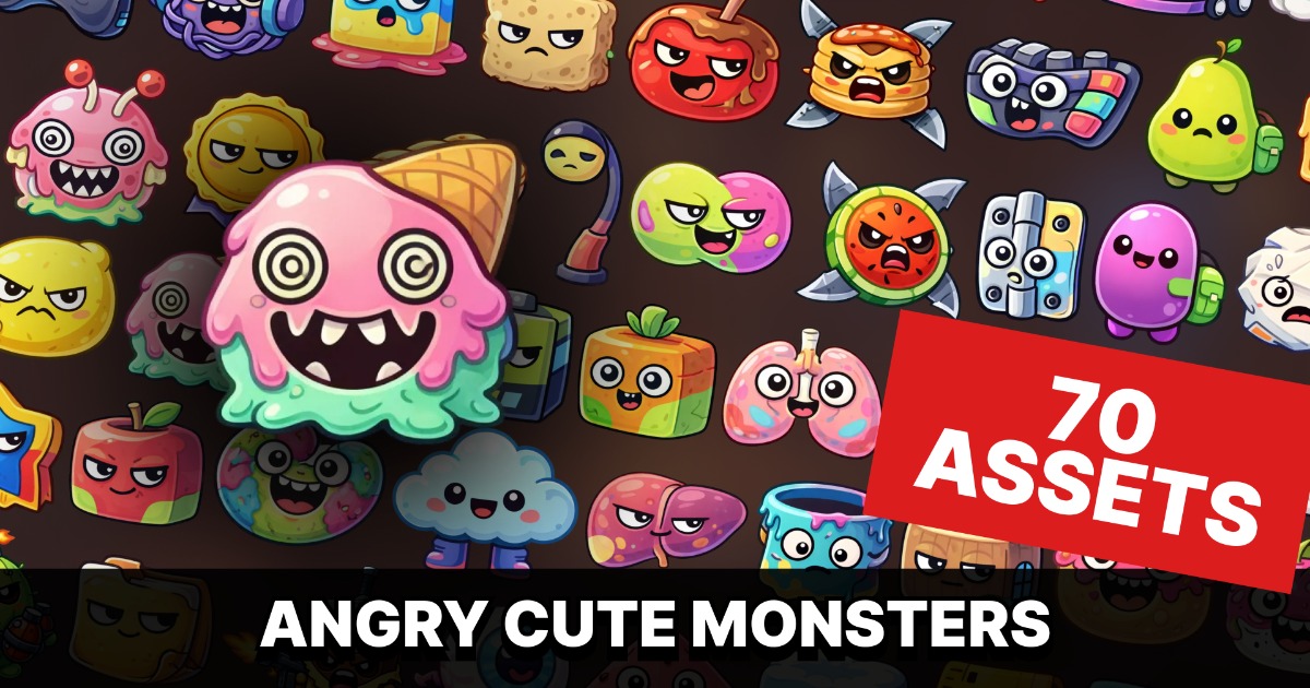 Angry Cute Food Enemies Object Monsters Hero Icons Pack for Casual ...