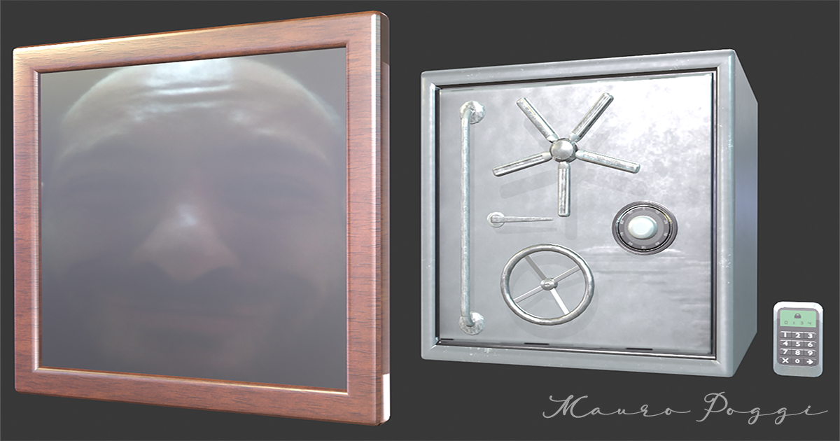 Safe Box + Paint + Padlock + 4 Handle + Lock + Rail - For Unity .FBX 3D ...