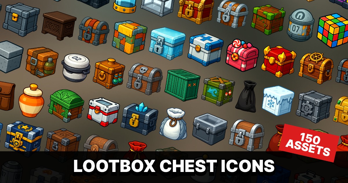 Lootbox Chest Icons Treasure Crates Mystery Boxes Rewards RPG Fantasy ...