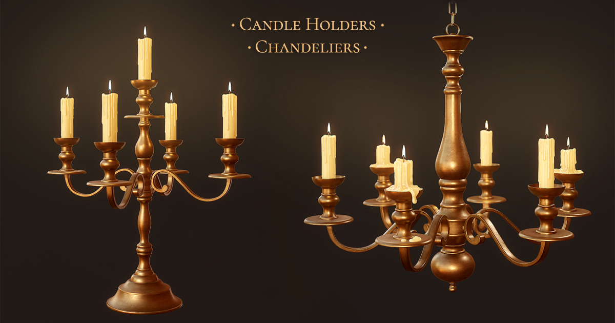 Candles, Candlesticks and Chandeliers | 3D Interior | Unity Asset Store