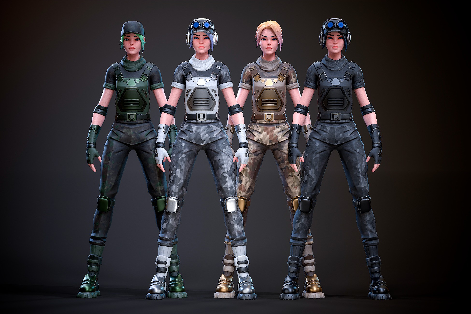 Stylized Female Engineer Soldier - Modular Character | 3D Characters ...