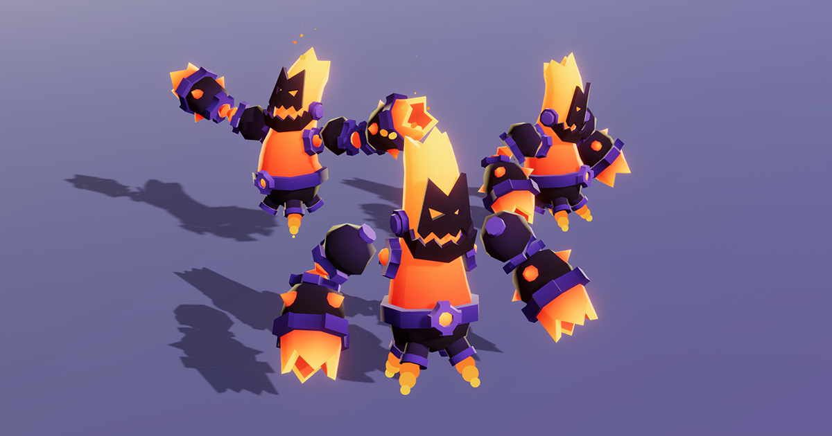 Golem Fire Cute Series | 3D Creatures | Unity Asset Store