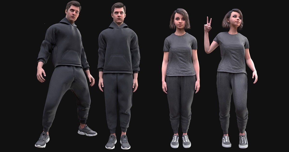Collection 26 - Man/Woman in Sport Outfit - Rigged | 3D Characters ...