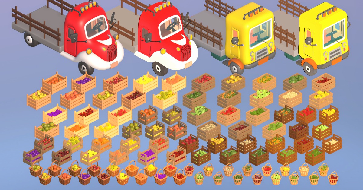 3D Props Ultimate Fruits and Vegetables in Basket | 3D Props | Unity ...