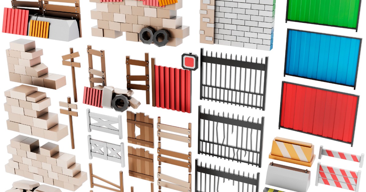 Fence Low-Poly | 3D Industrial | Unity Asset Store