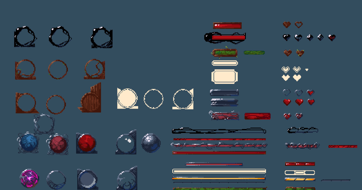 GUI Pixel Bars/Orbs/Hearts | 2D GUI | Unity Asset Store