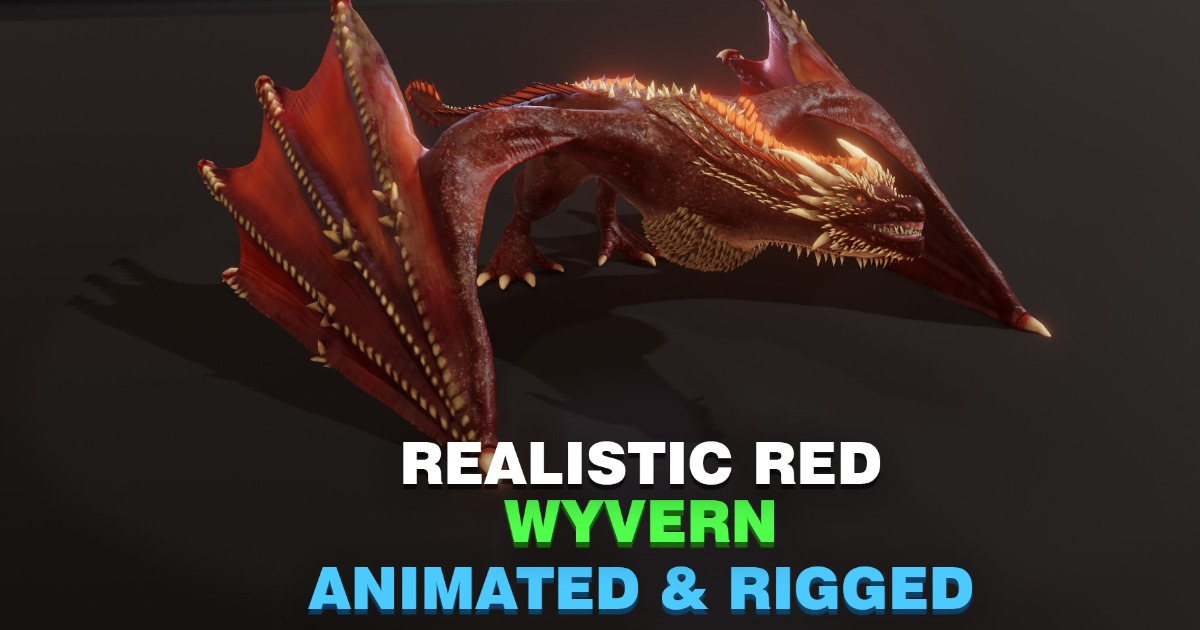 Realistic Red Wyvern Animated Low Poly 3D Model | 3D Creatures | Unity ...