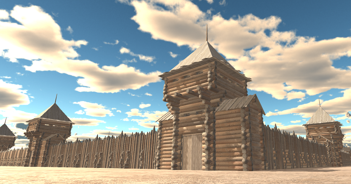 Wooden fortress - gates and wall | 3D Historic | Unity Asset Store