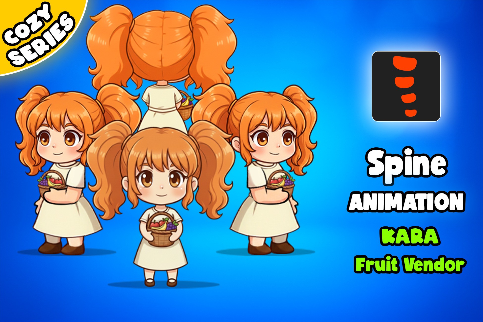 Kara Fruit Vendor 2D Animated Spine Character (Cozy Series) | 2D ...