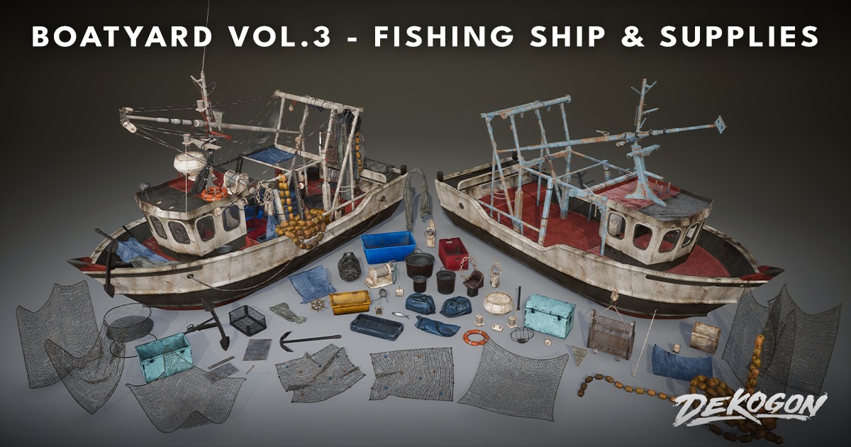 Boatyard VOL.3 - Fishing Ship and Supplies | 3D 道具 | Unity Asset Store