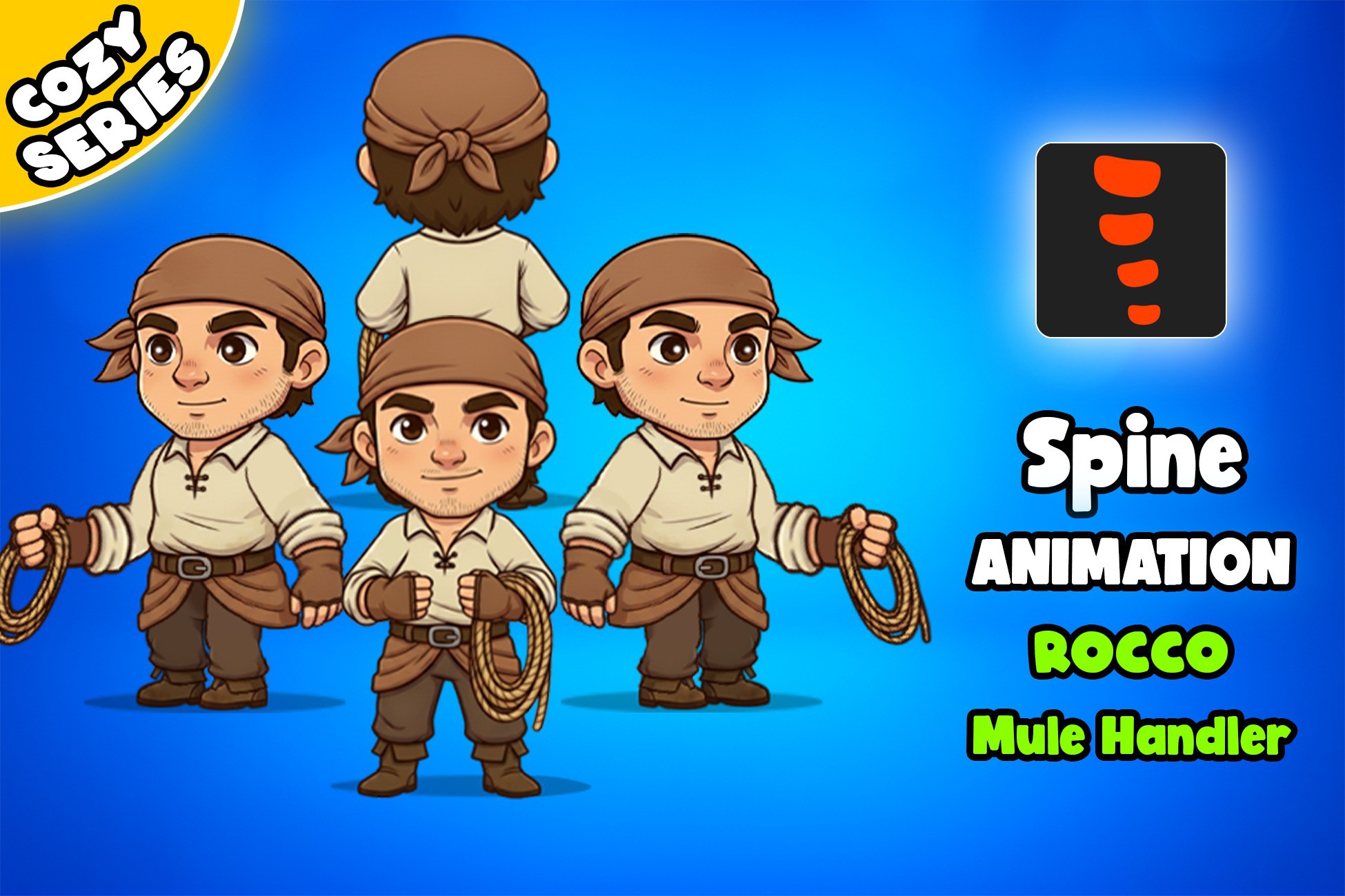 Rocco Mule Hundler 2D Animated Spine Character (Cozy Series) | 2D ...