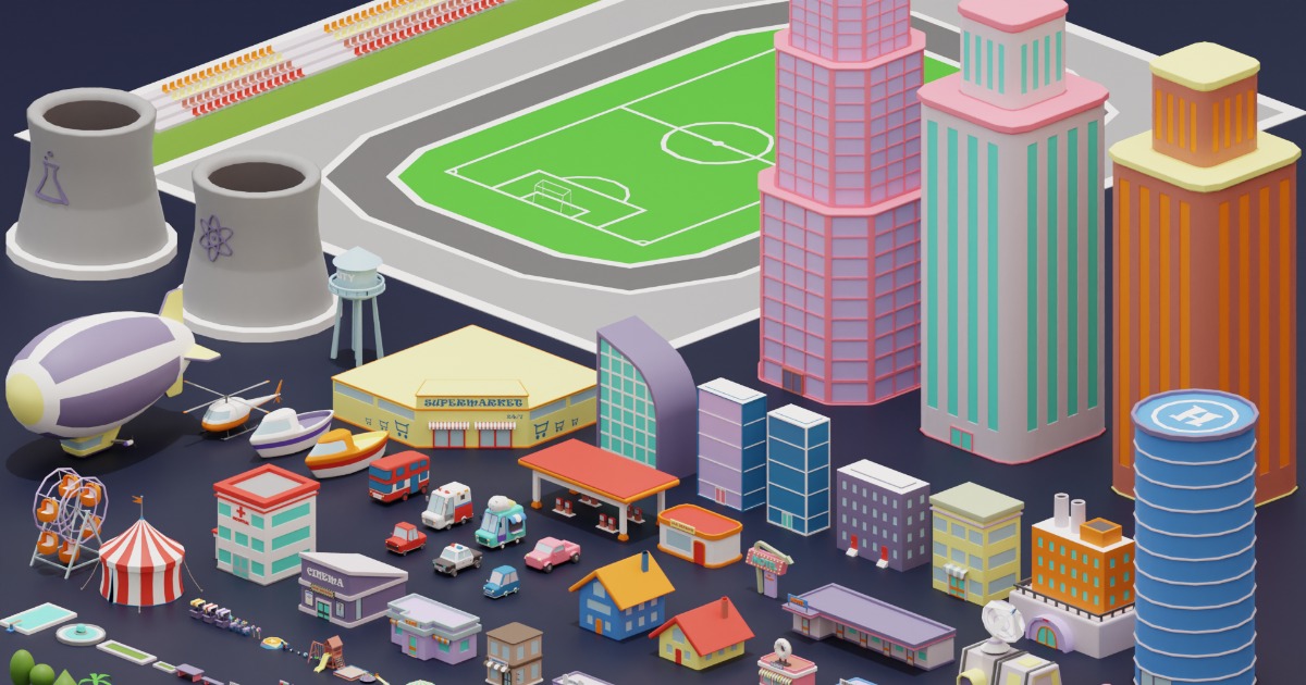 Low Poly City Pack – Buildings, Roads & Urban Props | 3D Urban | Unity ...