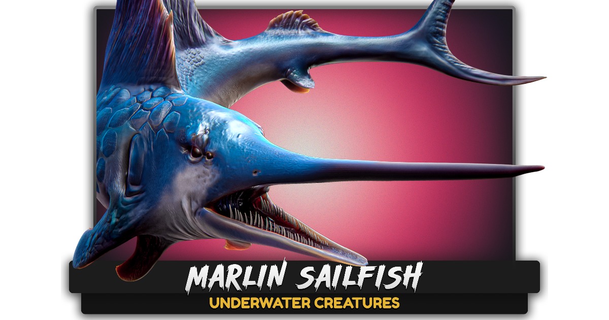 Fish low poly model / Marlin Sailfish lowpoly fish / ocean horror ...