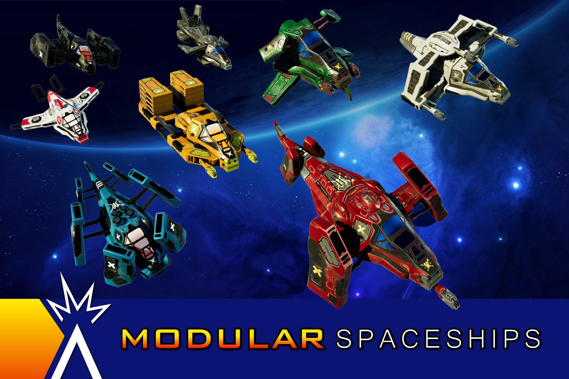 Sci-Fi Modular Spaceship Force Badger | 3D Space | Unity Asset Store