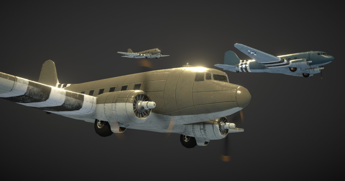 WW2 US Military Transport Aircraft C-47 Skytrain | 3D Air | Unity Asset ...
