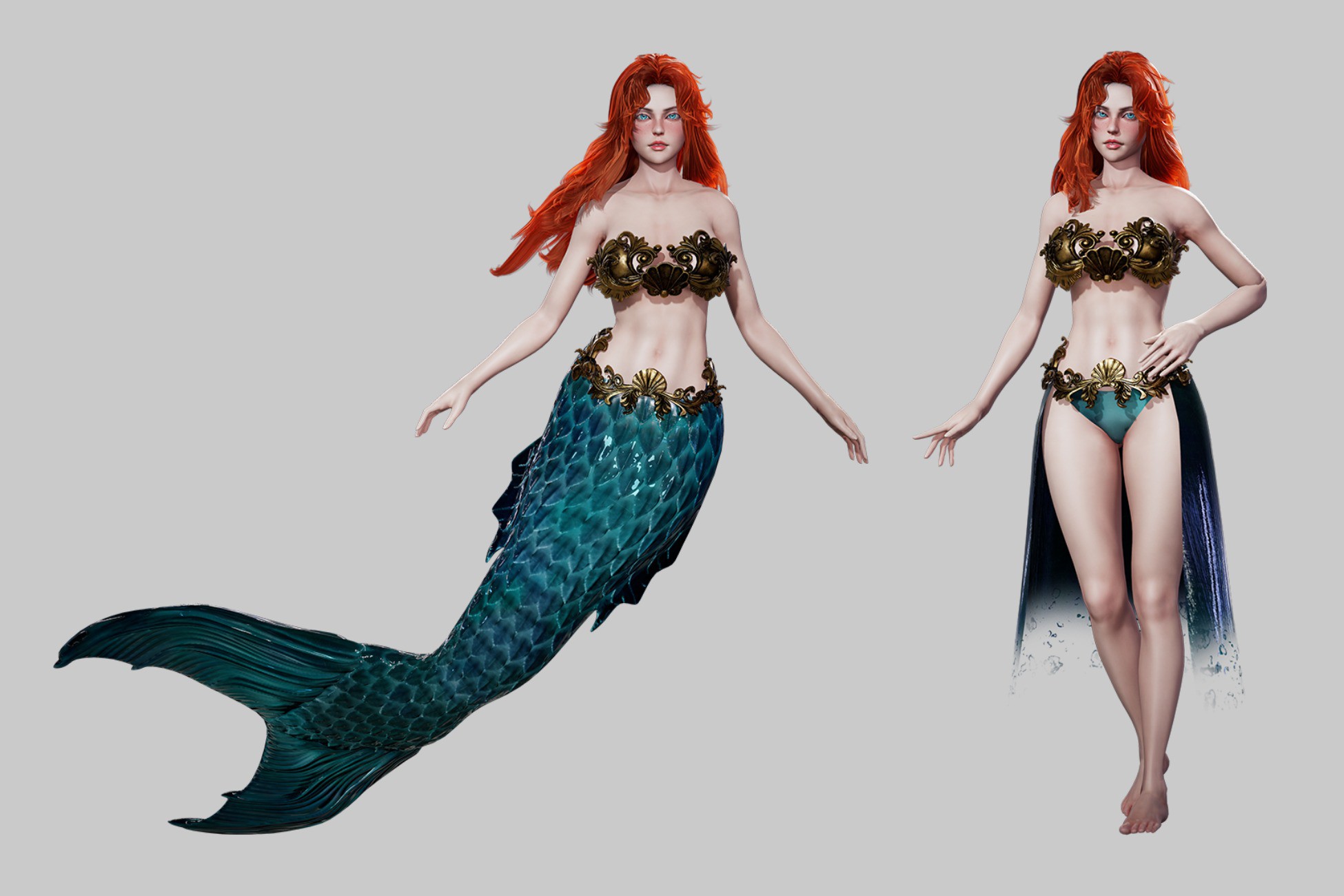 Mermaid Girl Modular Characters Unity Asset Store