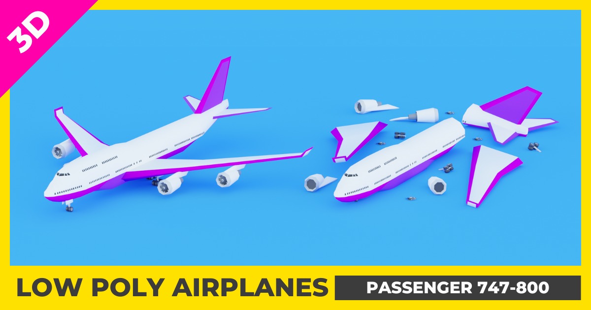 Low Poly Airplanes - Passenger 747-800 | 3D Air | Unity Asset Store
