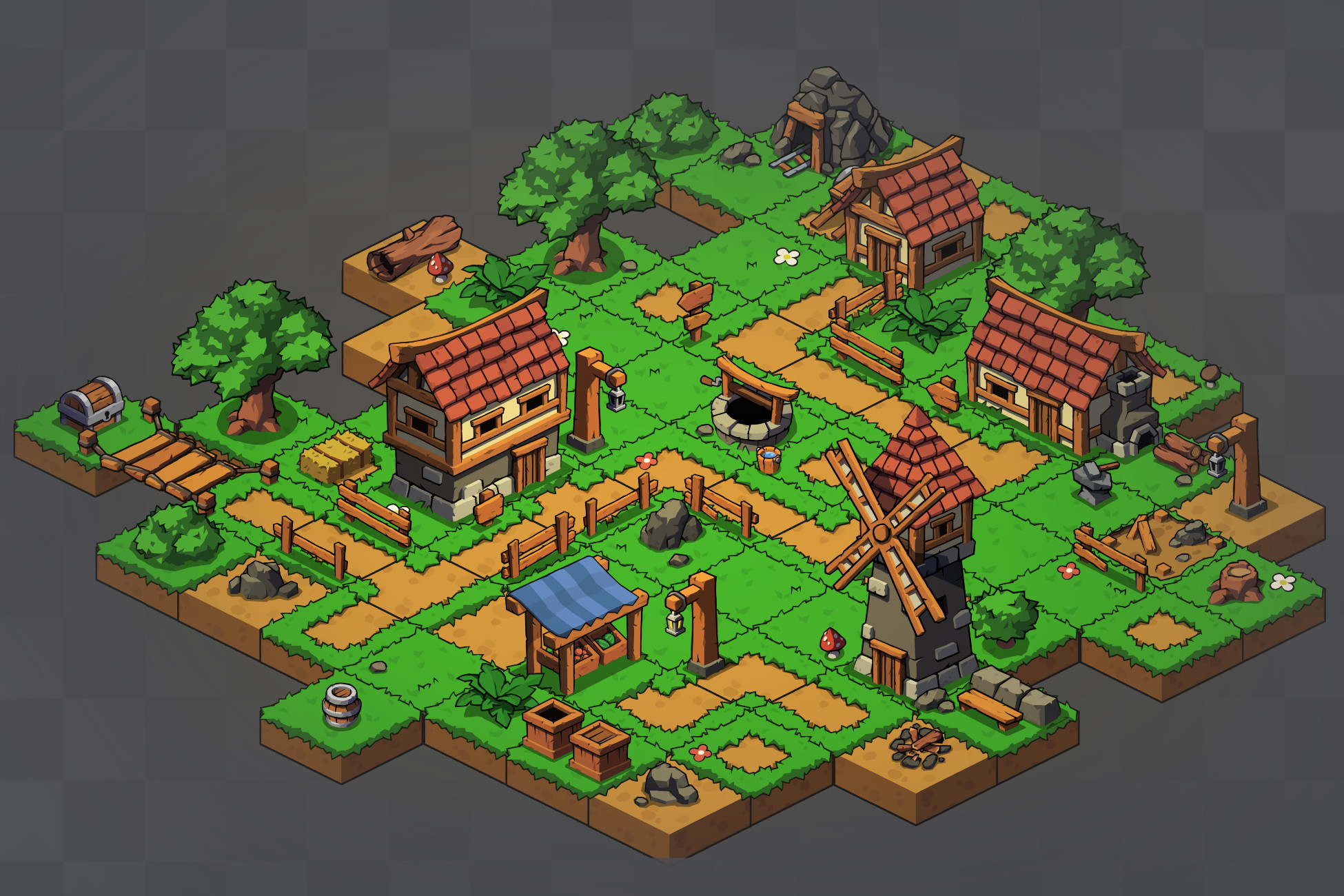 2D Isometric Village 2D Unity Asset Store