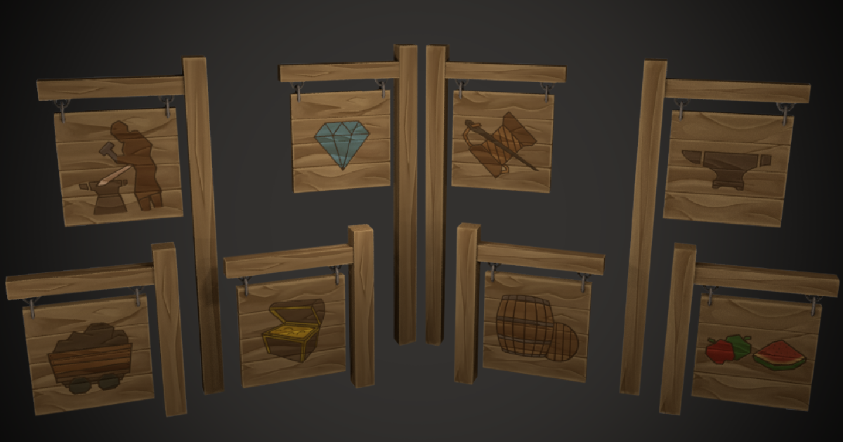 Low Poly Stylized Signs | 3D 주변환경 | Unity Asset Store