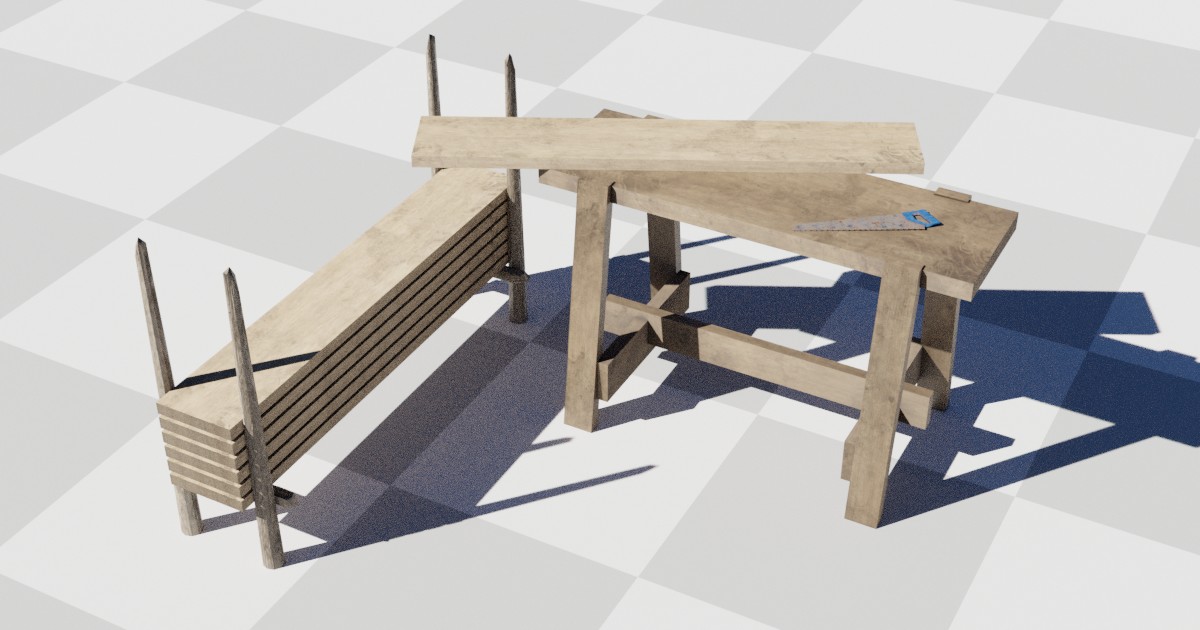 Saw Bench Pack | 3D Props | Unity Asset Store