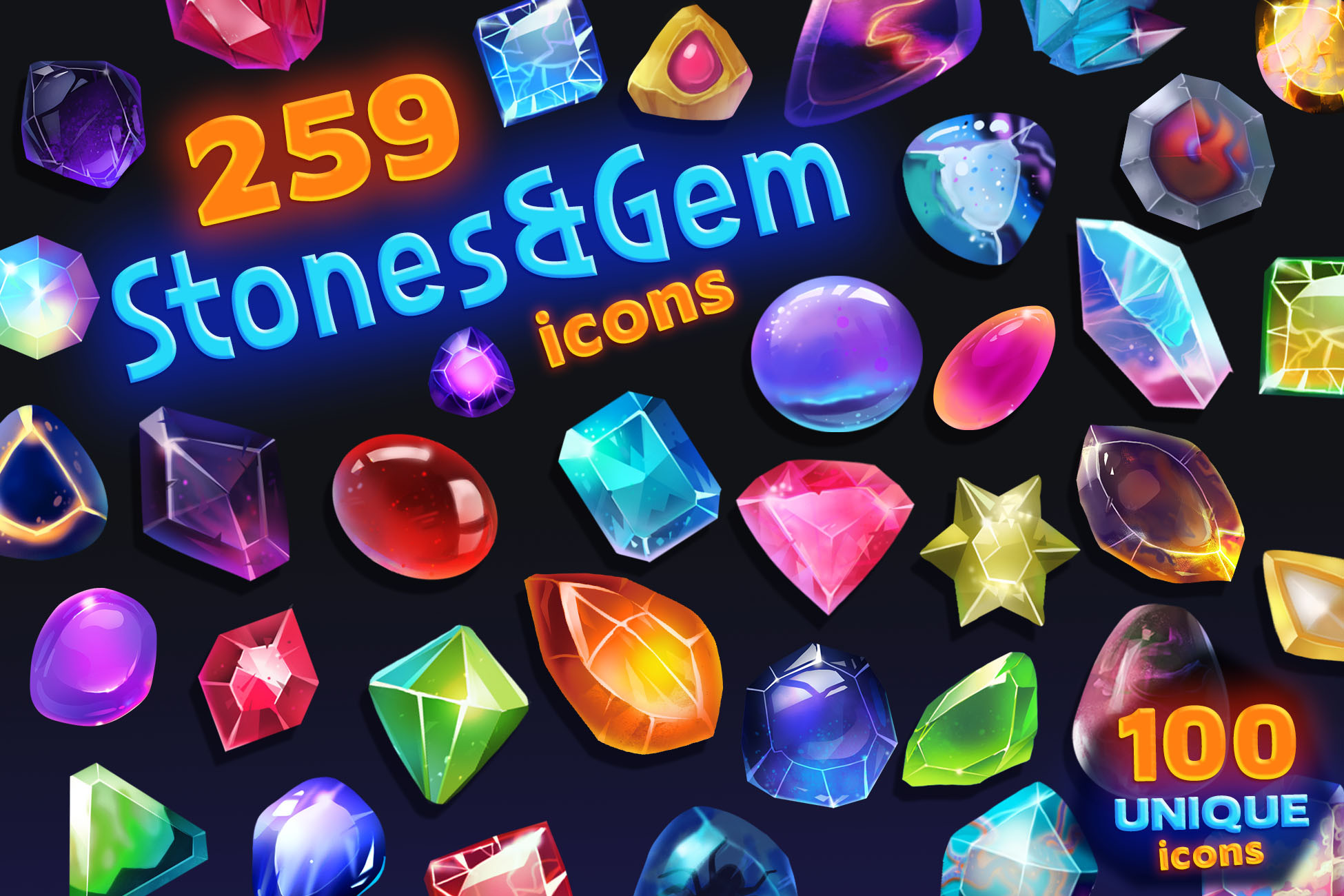 Stones & Gem Icon Pack | 2D Icons | Unity Asset Store