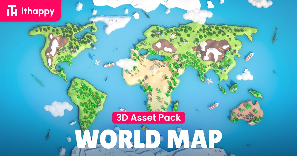 World Map - Low Poly 3D Models Pack | 3D Exterior | Unity Asset Store