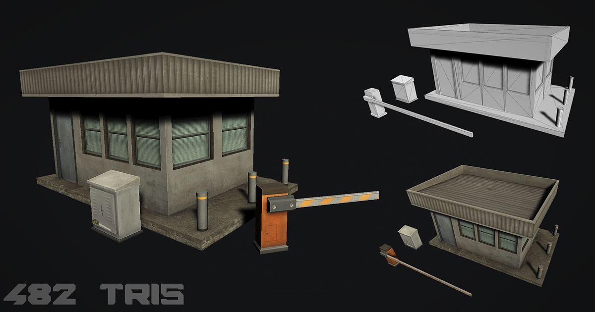 Security Booth Low-poly game ready 3D model (Type01) | 3D Industrial ...
