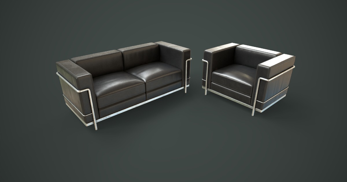 Black Leather sofa and armchair | 3D 가구 | Unity Asset Store